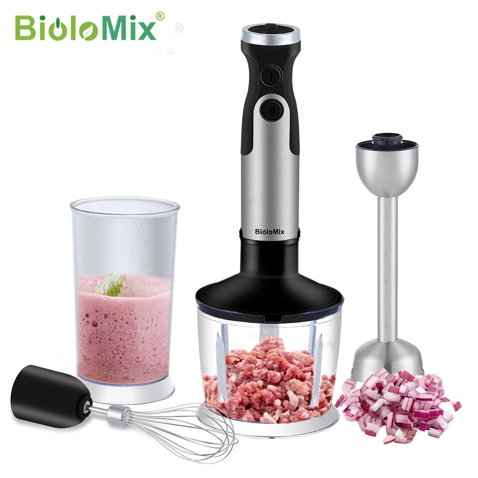 4 In 1 Hand Stick Blender 1200W, 800ml Chopper, 600ml Beaker - Biolomix